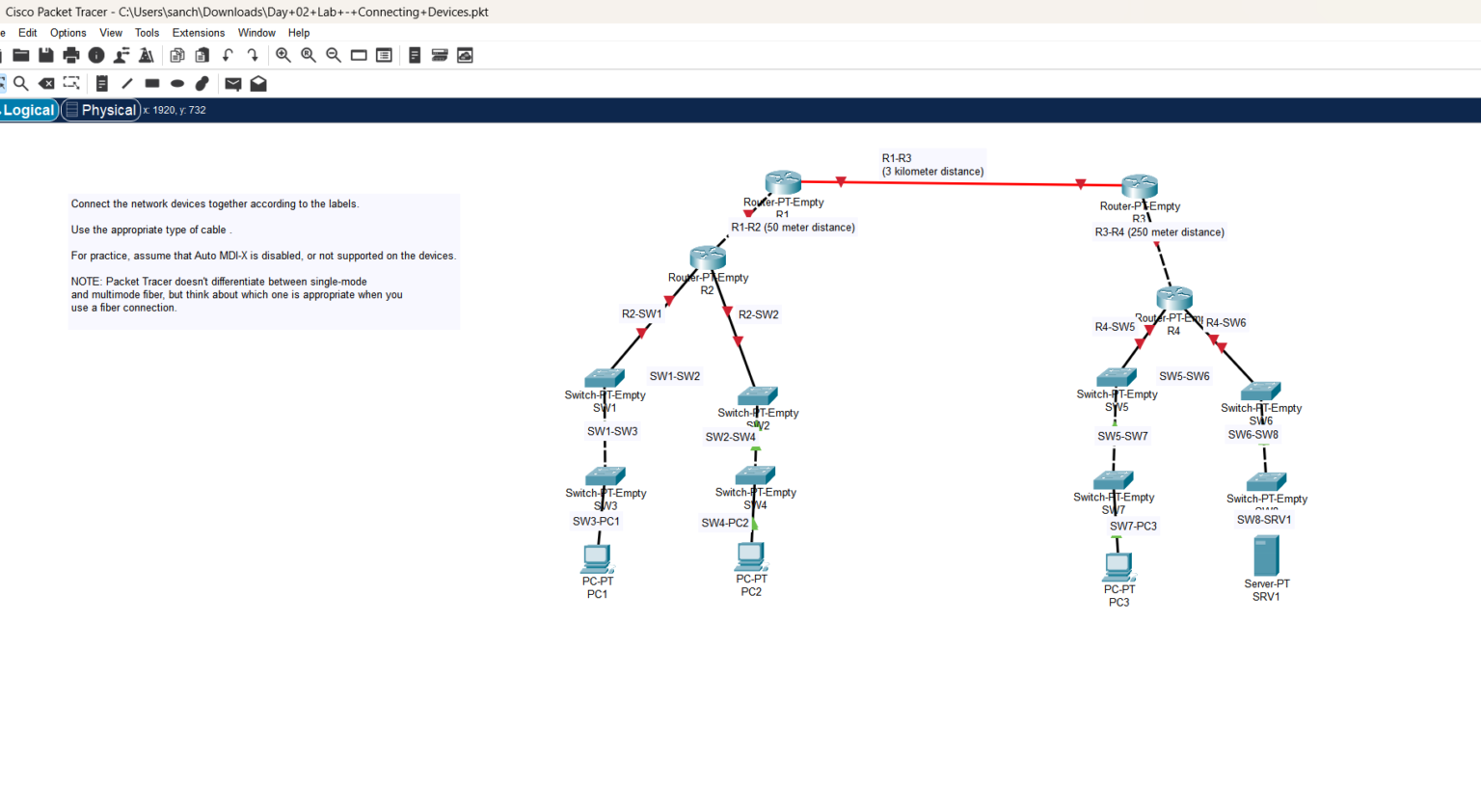 Connecting Network Devices in Cisco Packet Tracer – Gabriel Sanchez